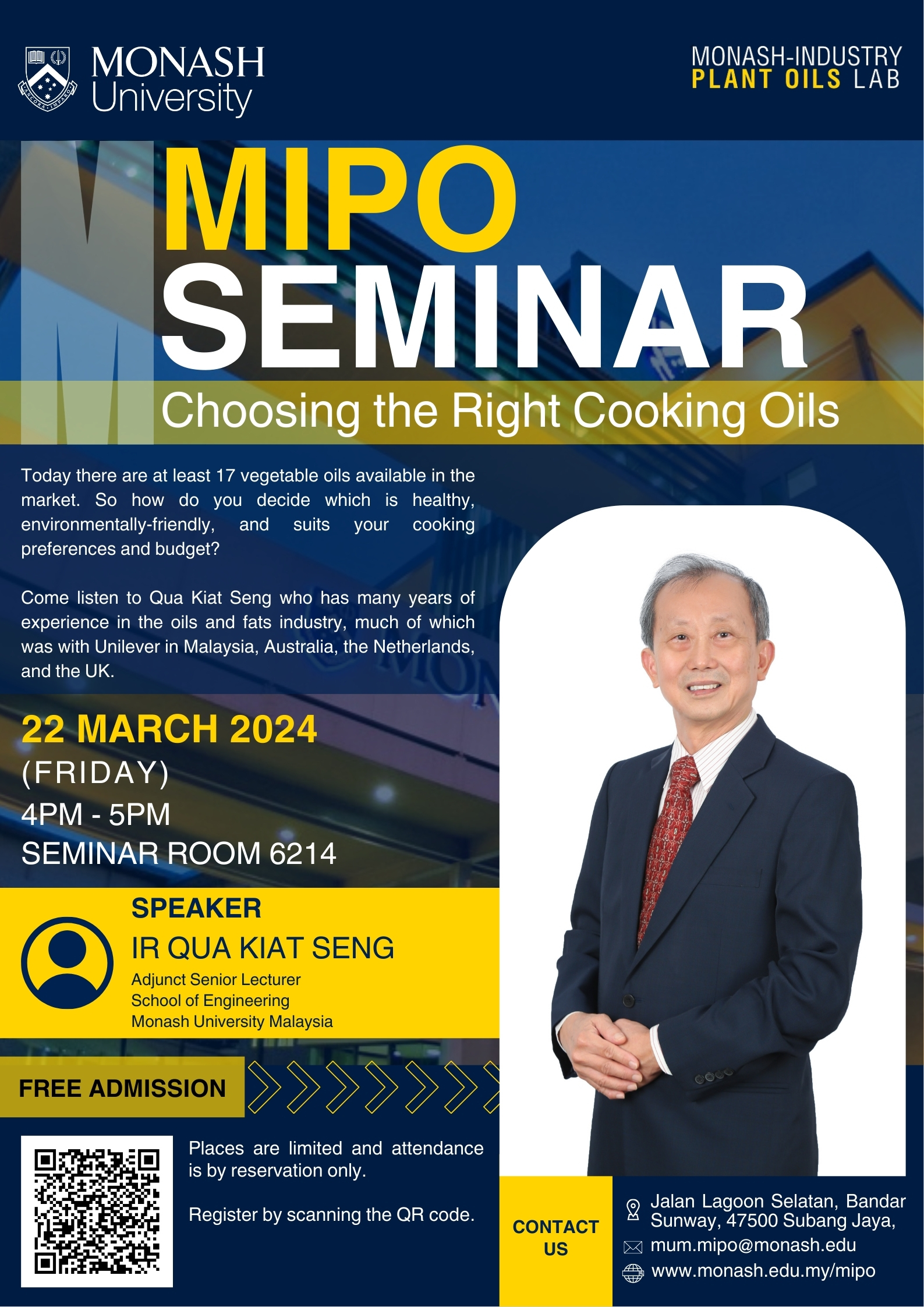 Ir. Qua’s Talk on Choosing the Right Cooking Oils - MIPO Biorefinery Lab